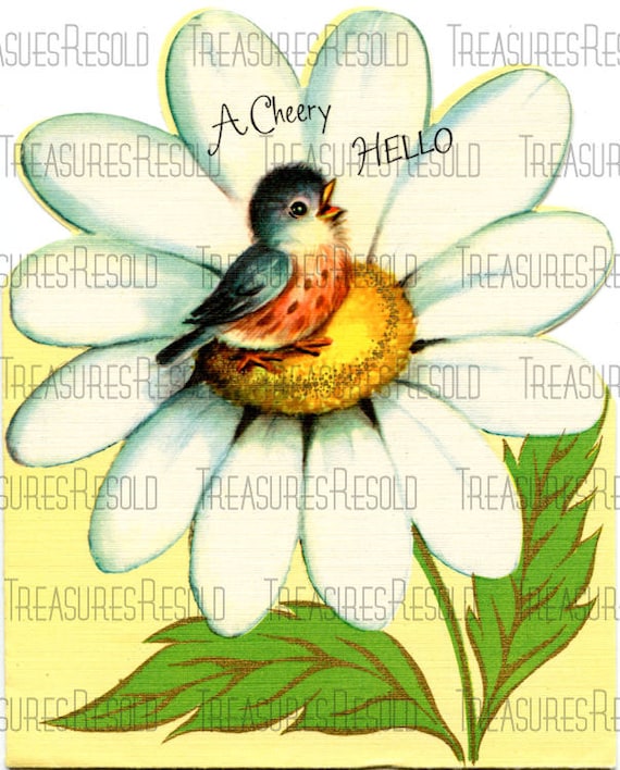 A Cheery Hello Bird Daisy Image 137 Digital Download | Etsy