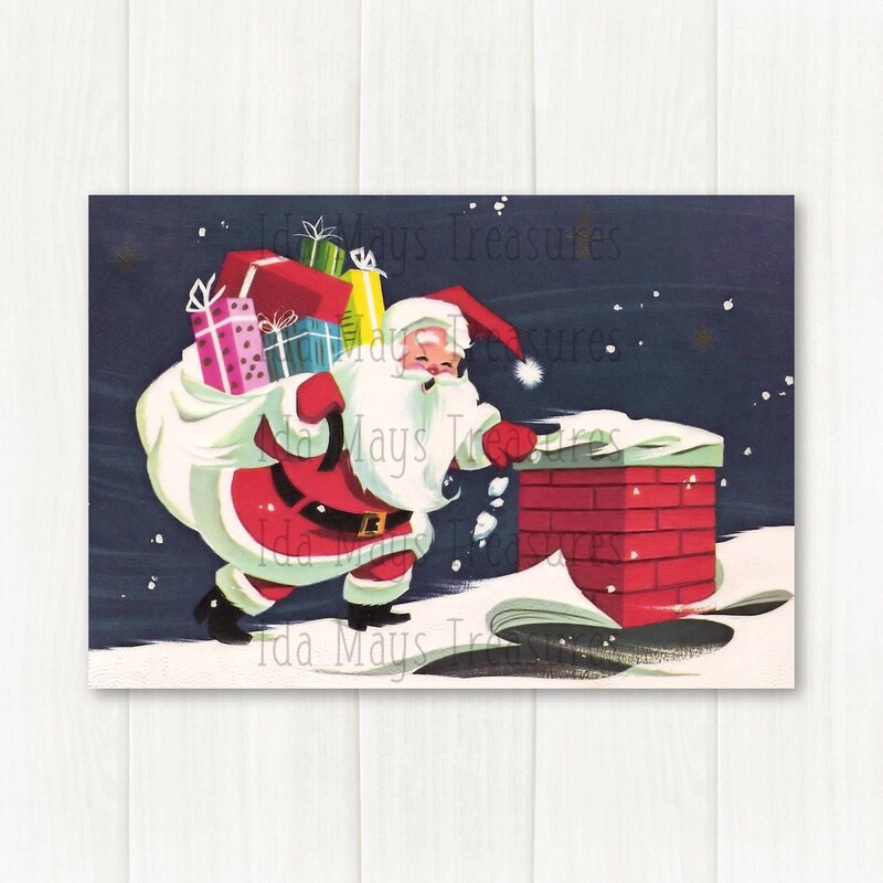Santa Down Chimney Clipart - Etsy
