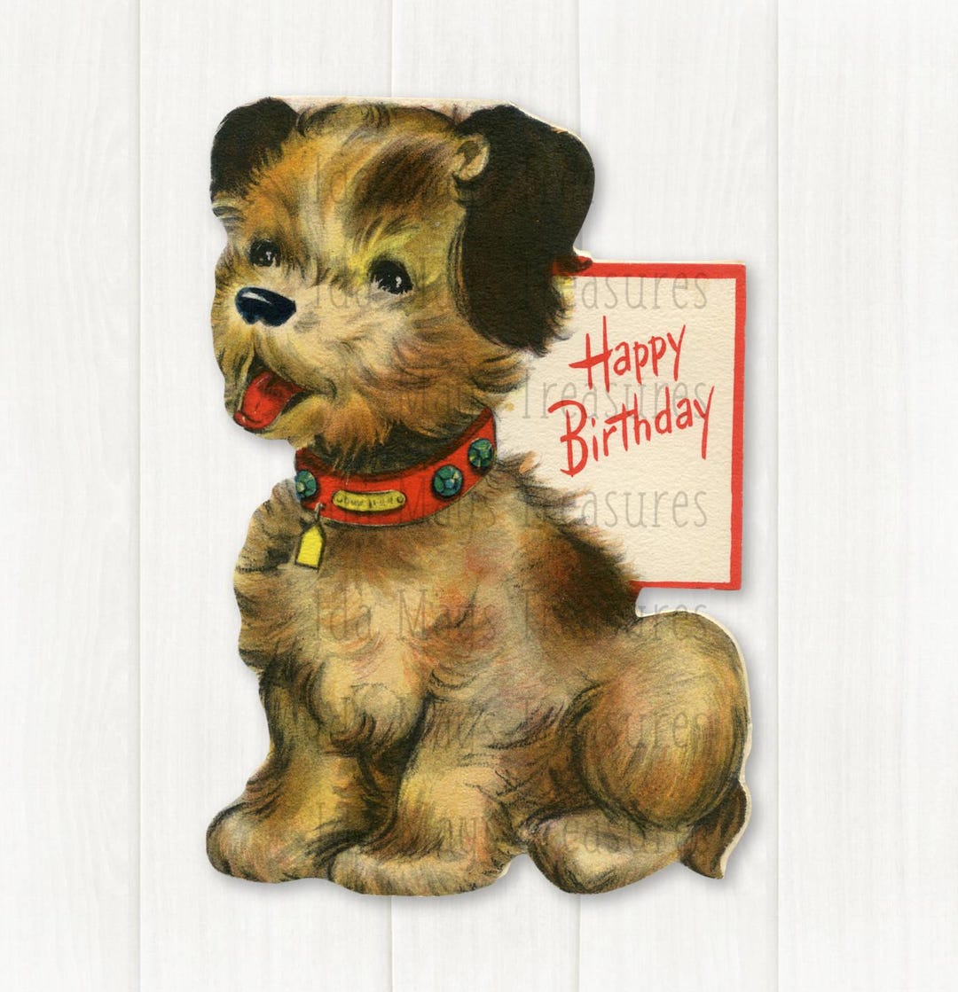 Retro Happy Birthday Puppy Dog Birthday Image #812 Digital Download - Etsy