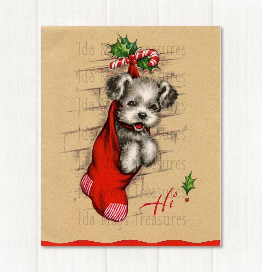 Puppy Dog Christmas in Stocking Christmas Image #150 Digital Download ...