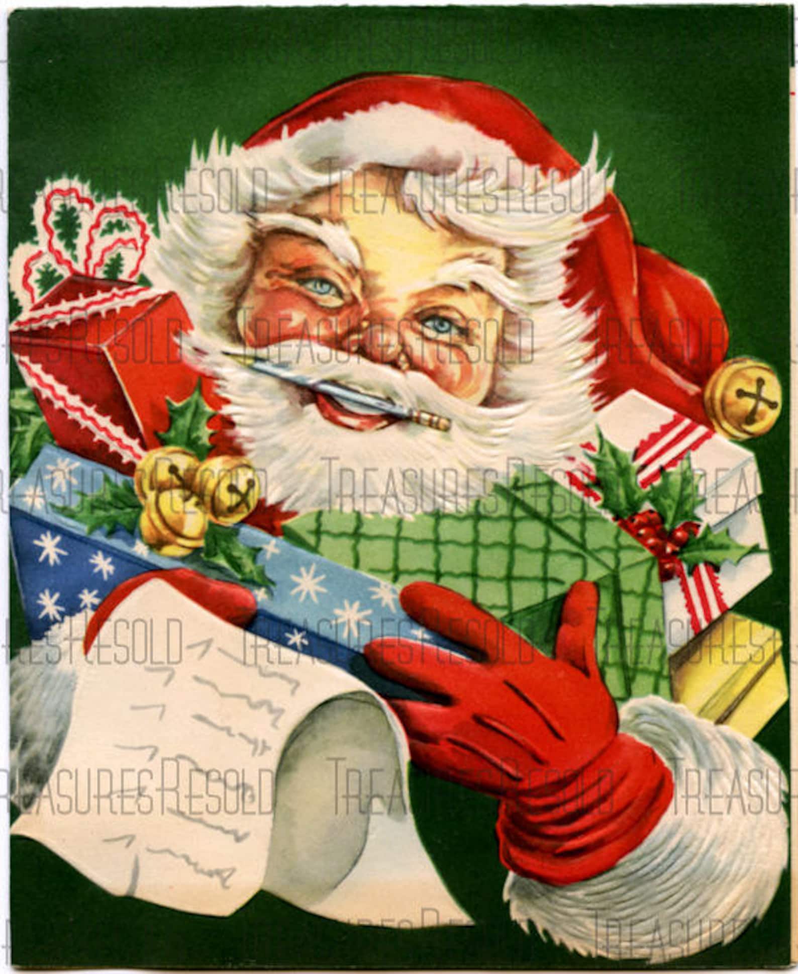 Retro Santa Claus With Presents Christmas Image 284 Digital - Etsy