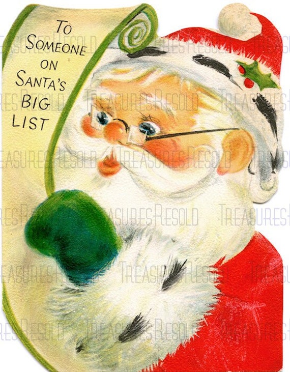 Retro Santa Claus Making His List Image 427 Digital Download | Etsy