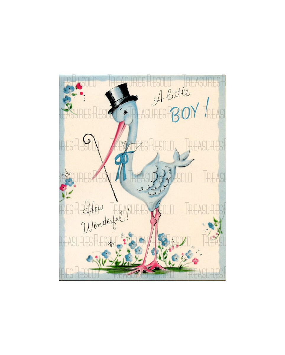 Congratulations New Baby Boy Stork Image 447 Digital Download - Etsy