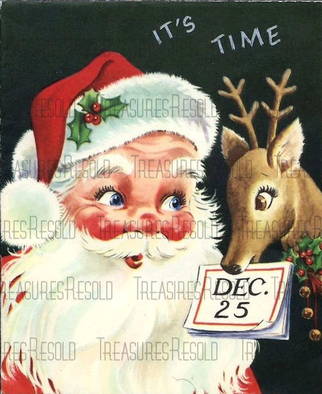 Santa and Reindeer December 25 Christmas Image 539 Digital - Etsy