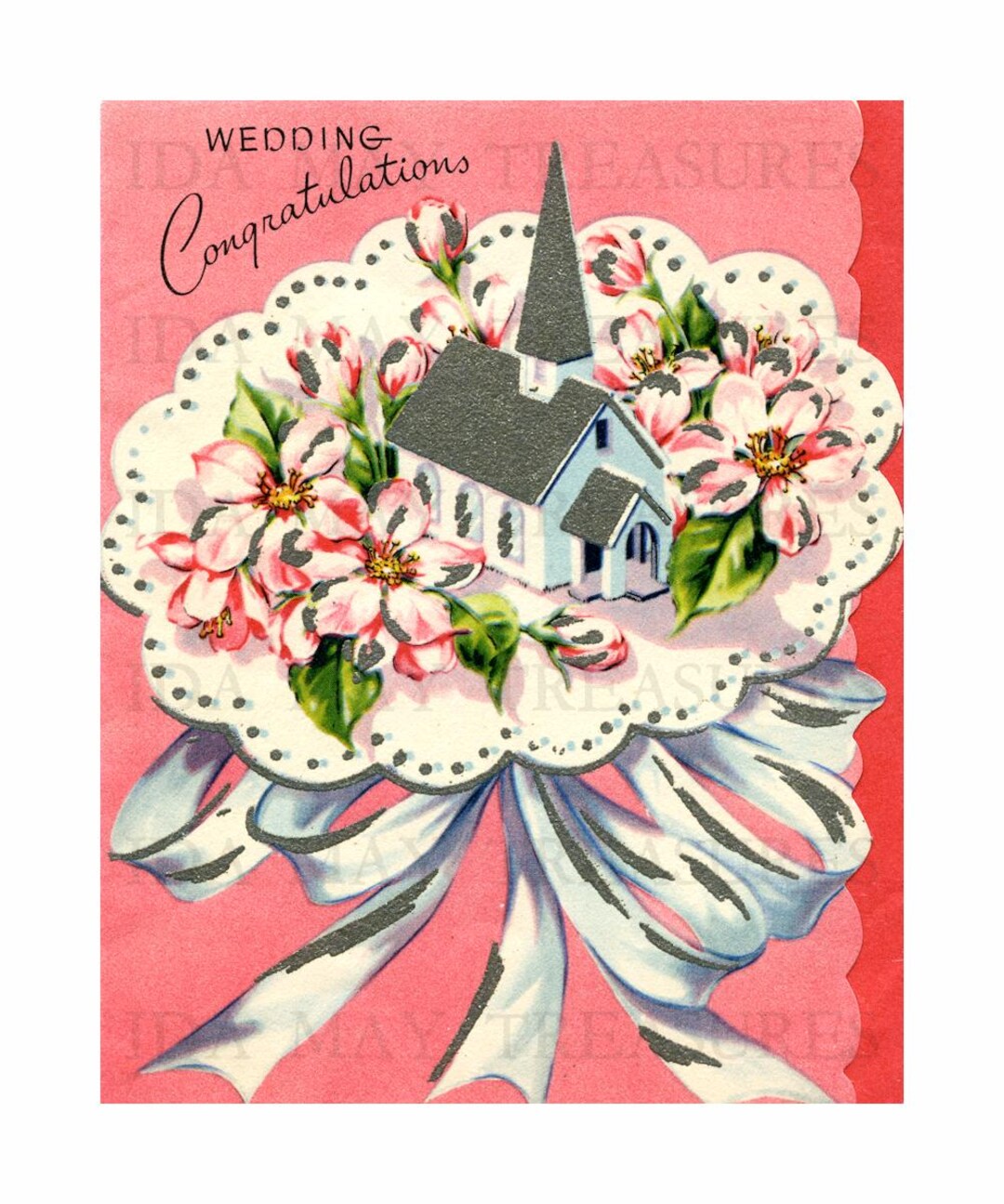 Retro Wedding Congratulations Church Floral Image #165 Digital Download ...