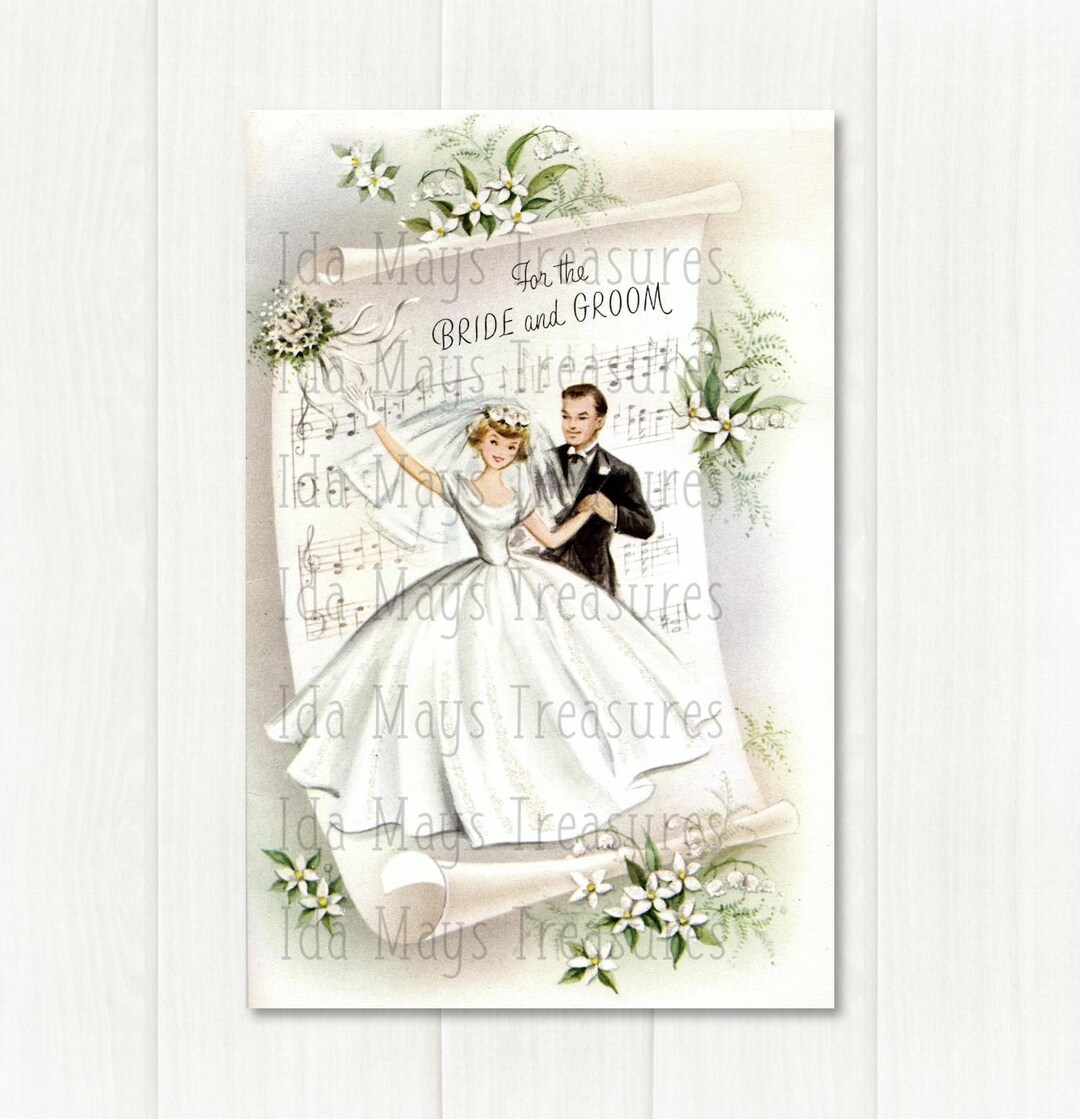 Retro Bride and Groom Sheet Music Wedding Image #460 Digital Download ...