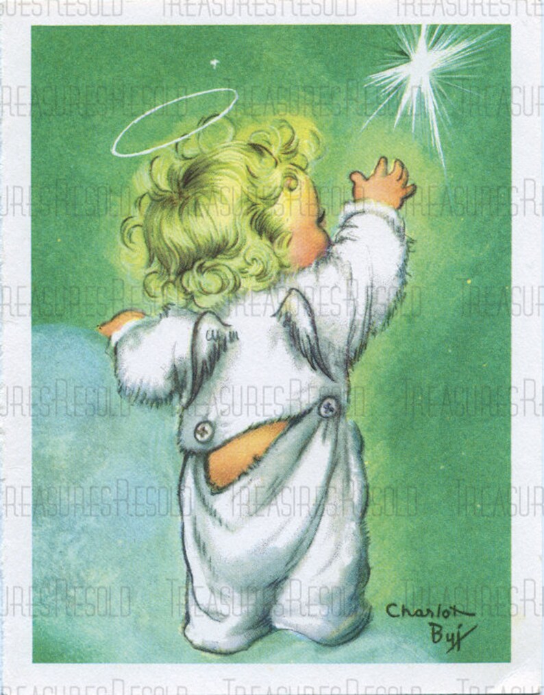 Baby Angel Reaching for A Star Christmas Image 687 Digital - Etsy