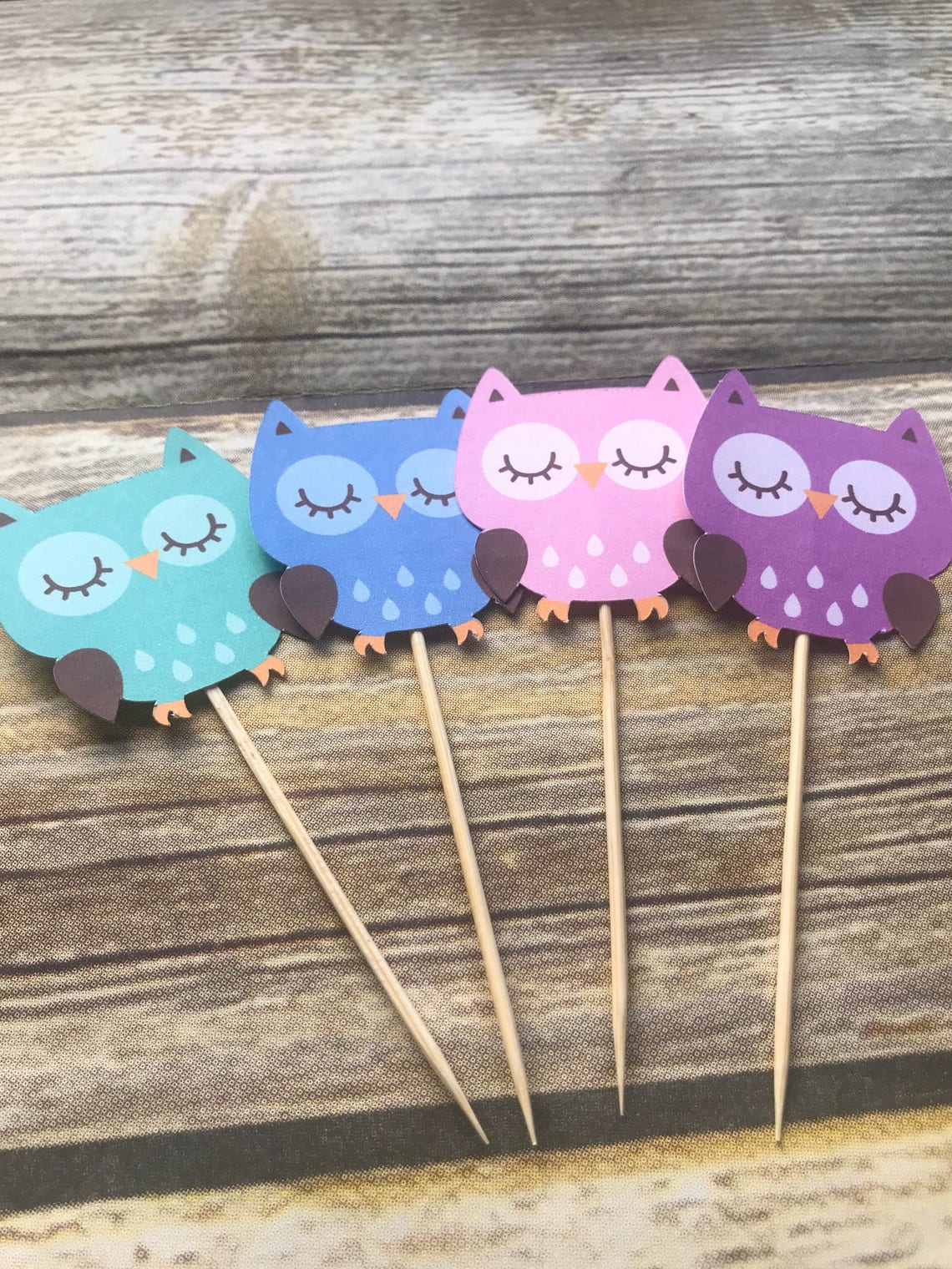 Owl theme party Owl cupcake sticks Owl party Owl baby | Etsy
