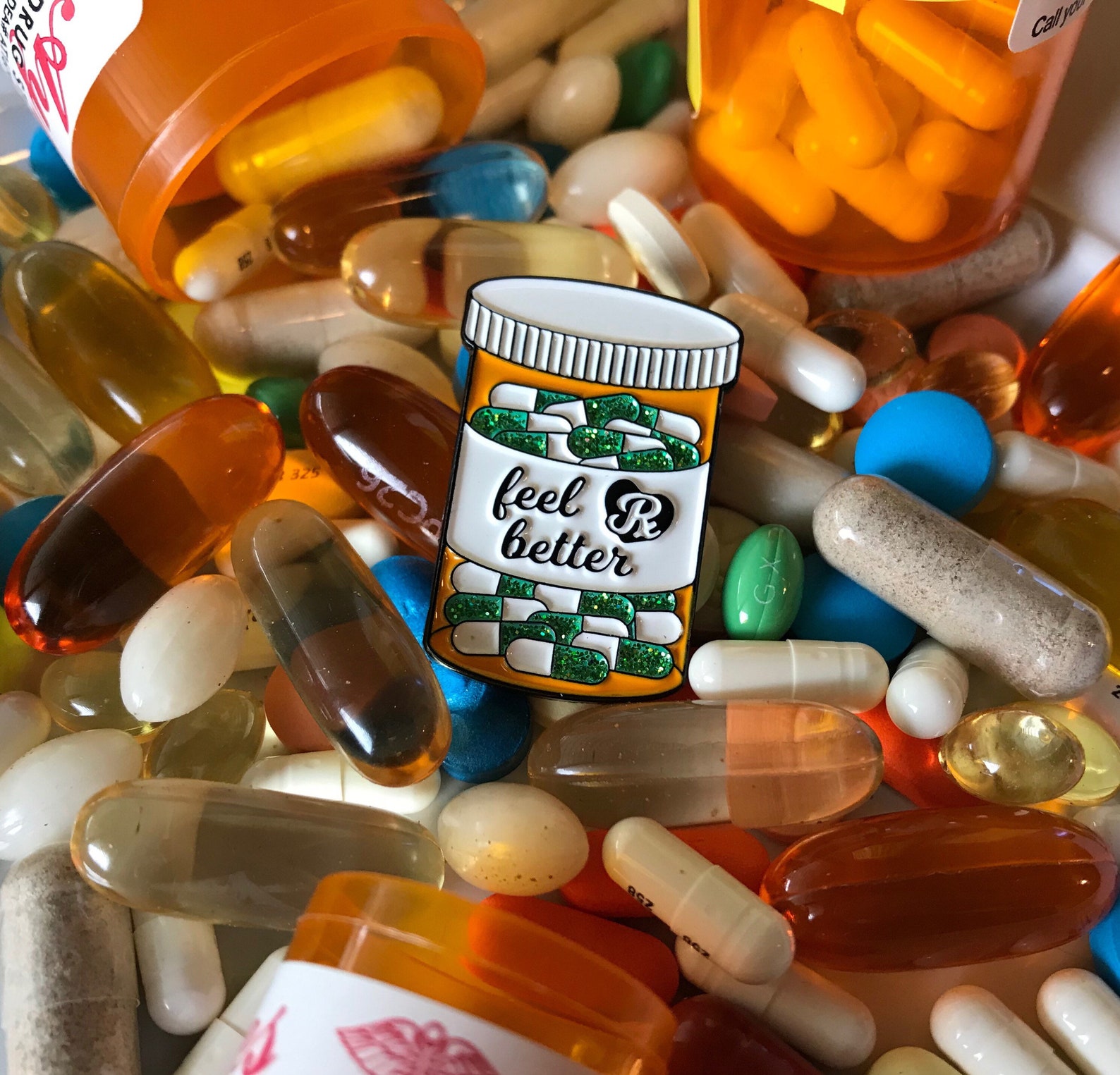 Feel Better Pill Bottle Pin - Etsy
