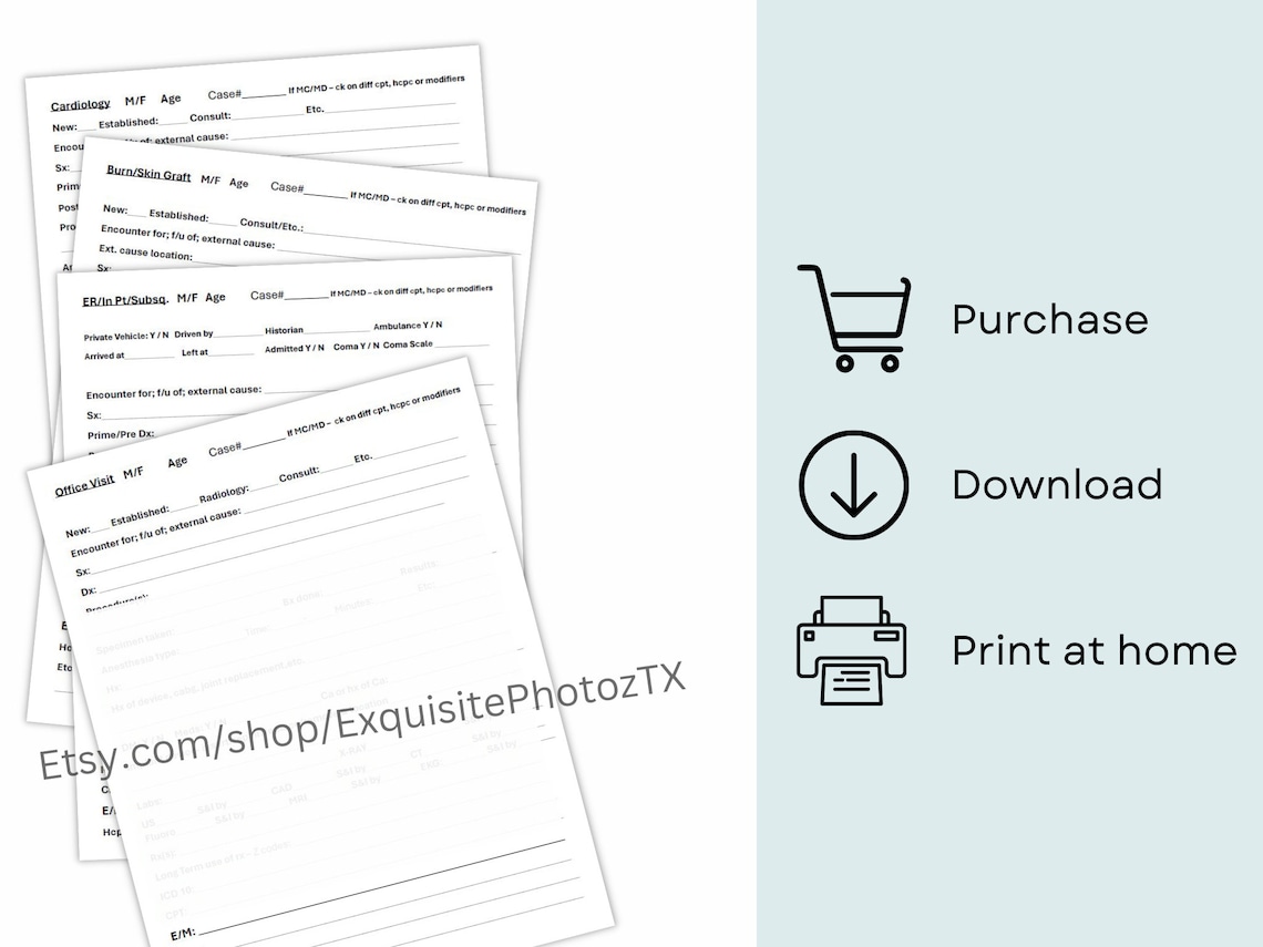 CPC - Six 8.5x11 Fill In-the-blank Forms for Case Notes- Digital ...