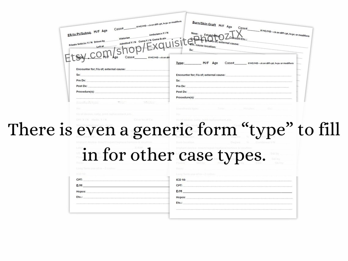 CPC - Six 8.5x11 Fill In-the-blank Forms for Case Notes- Digital ...