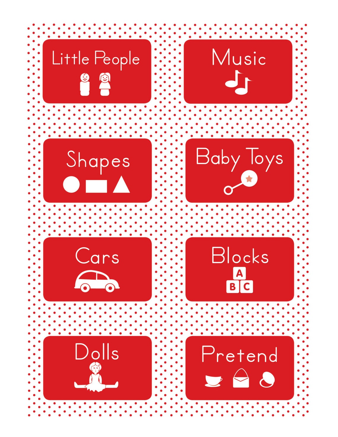 Toy Storage Label Tags DIY Printable (set of 24) Red - Etsy