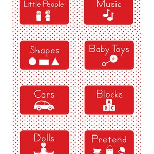 Toy Storage Label Tags DIY Printable (set of 24) Red - Etsy