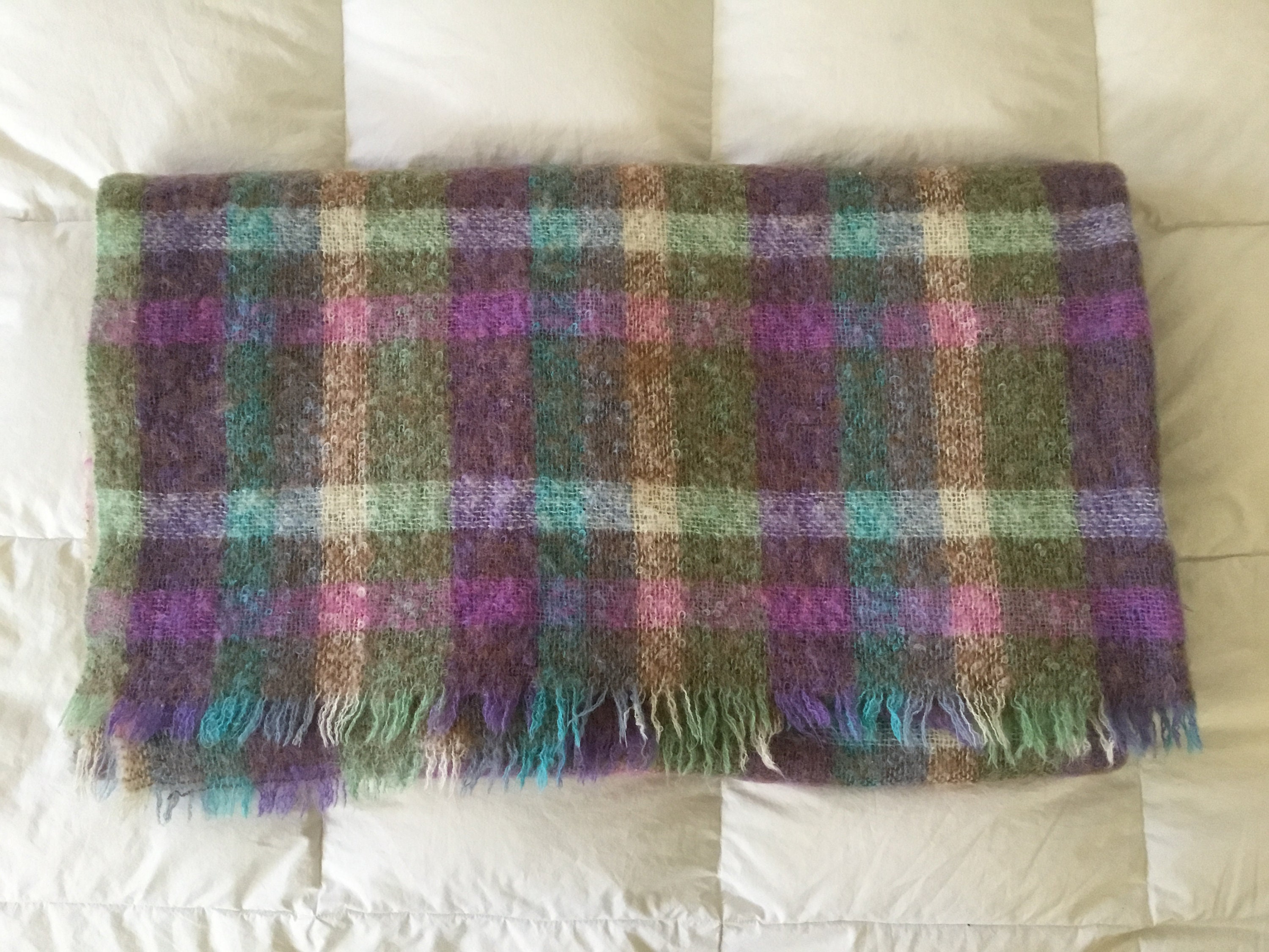 Vintage 1980s Plaid Mohair Throw Lap Blanket - Etsy