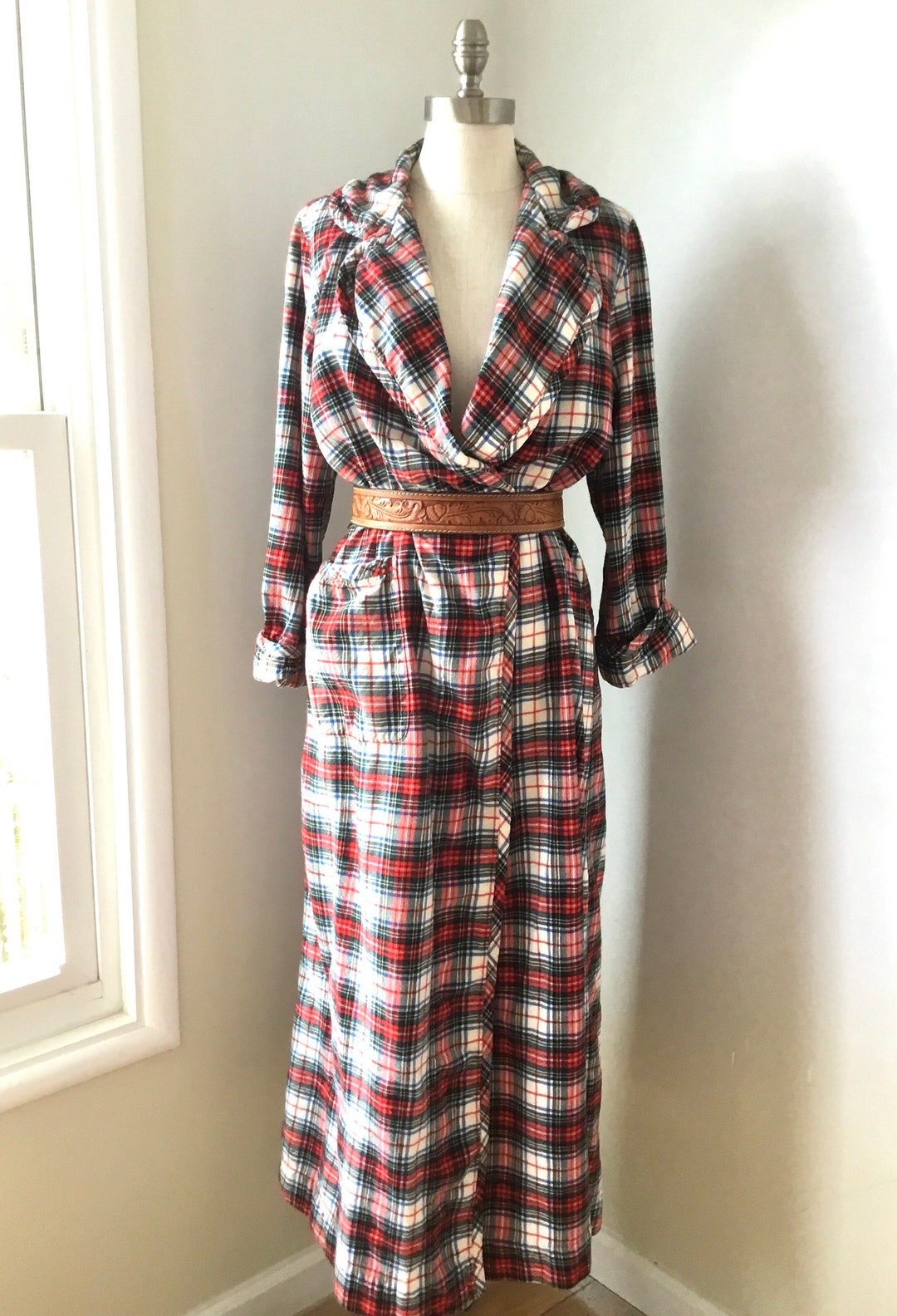 1950s 1960s Marshall Field Plaid Tartan Flannel Duster Robe - Etsy