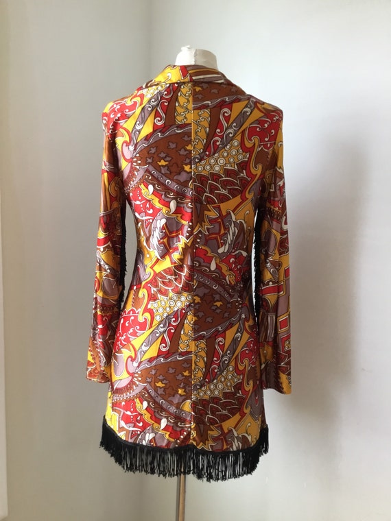1960s-1970s Fringed Mod Mini Dress - Gem