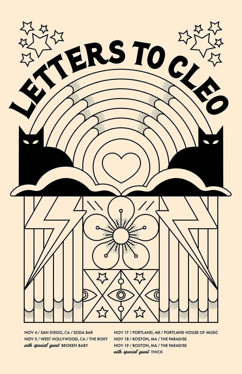 Letters to Cleo Tour Poster // 2022 color and Black Versions - Etsy