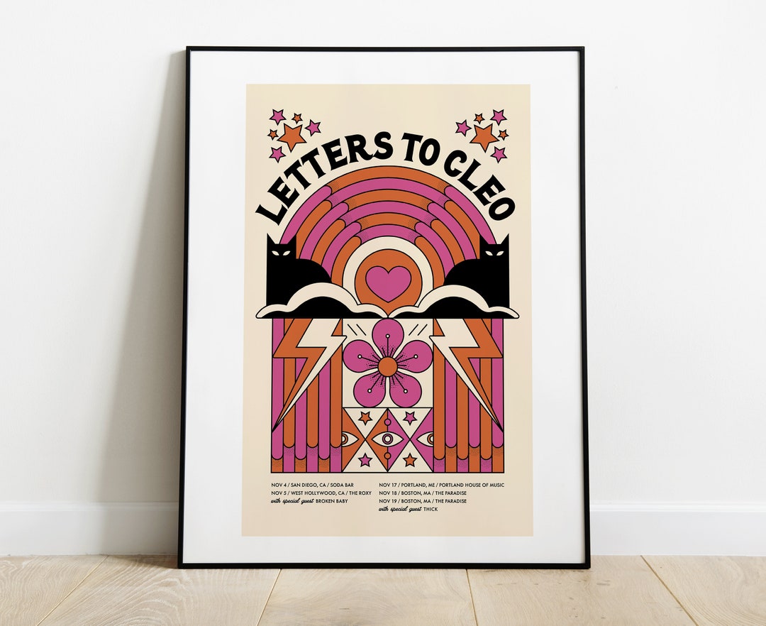 Letters to Cleo Tour Poster // 2022 (color and Black Versions) - Etsy