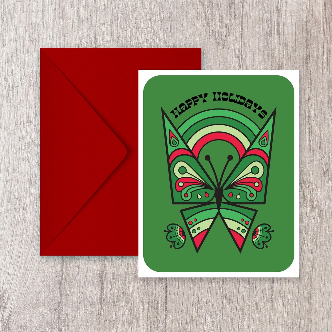 Butterfly Christmas Card - Etsy