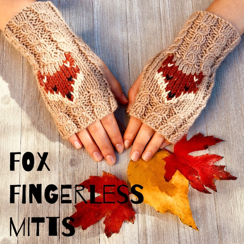 Fox Fingerless Mitts Knitting Pattern - Etsy