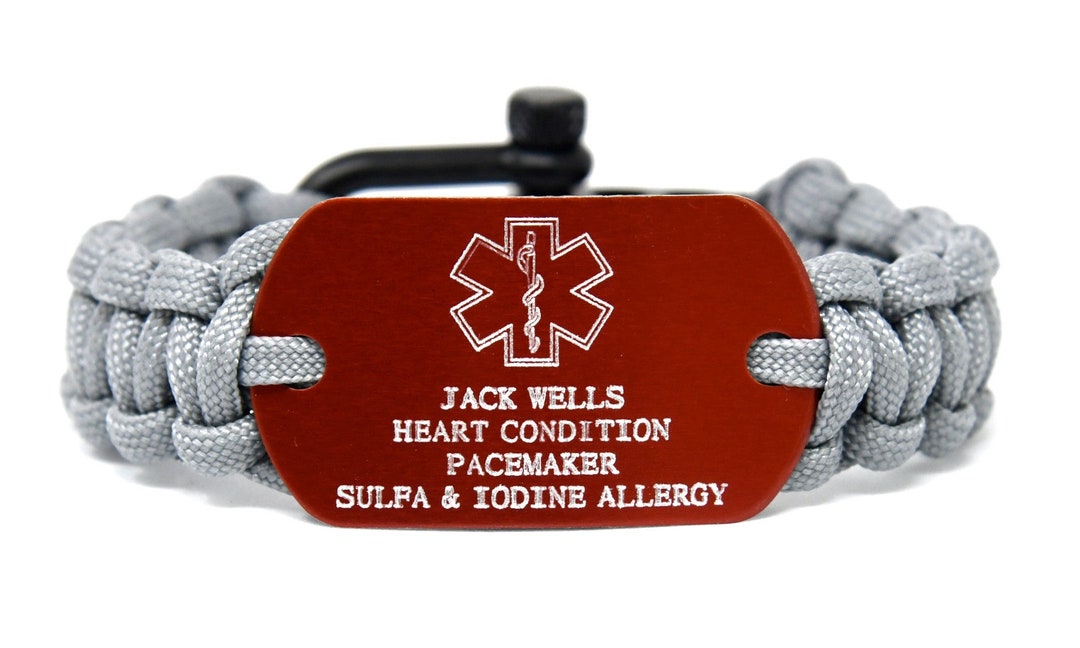 Custom Engraved Medical ID Paracord Bracelet: Emergency Alert Strap - Etsy