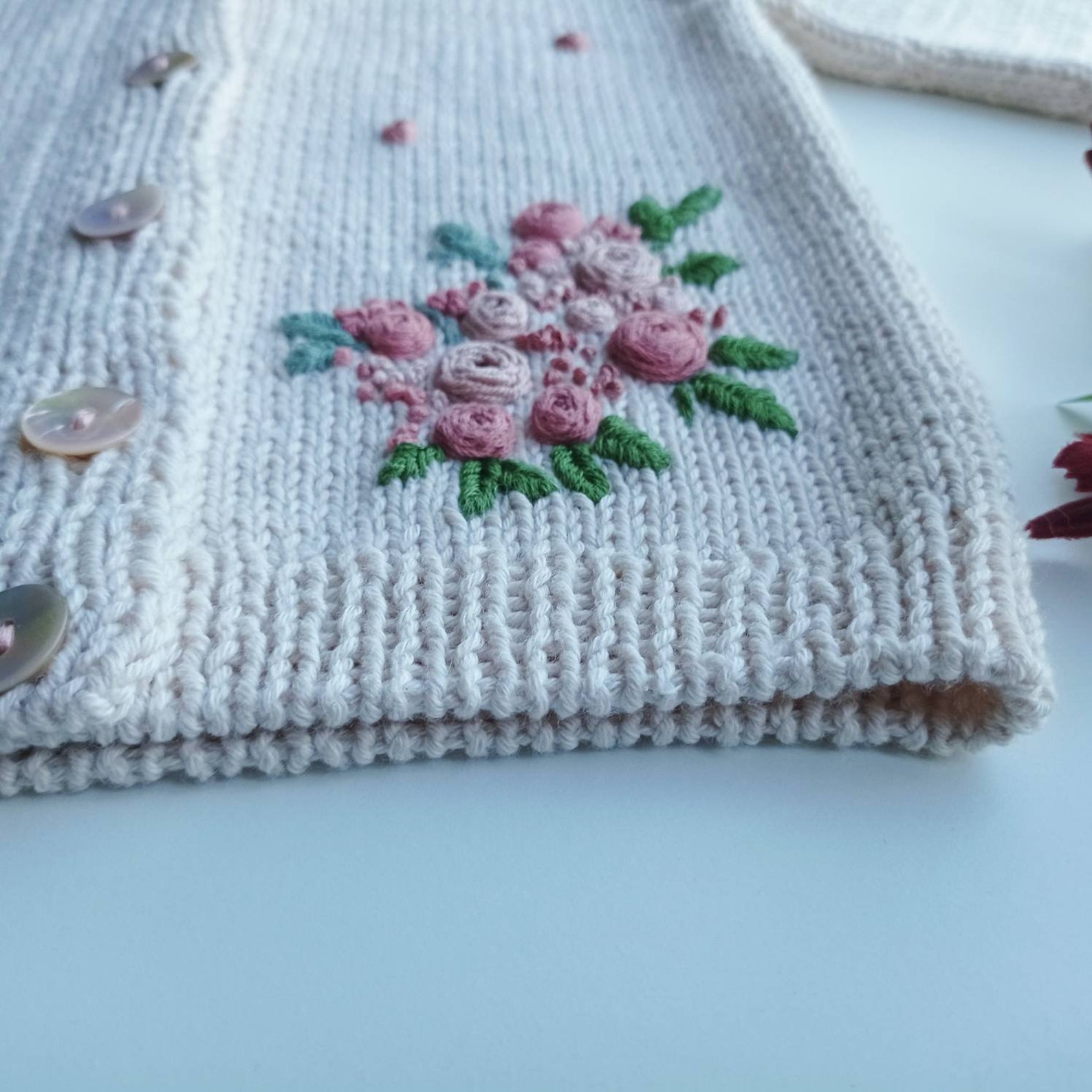 Girls Knit Cardigan With Embroidered Flowers, Girls Outfit With ...