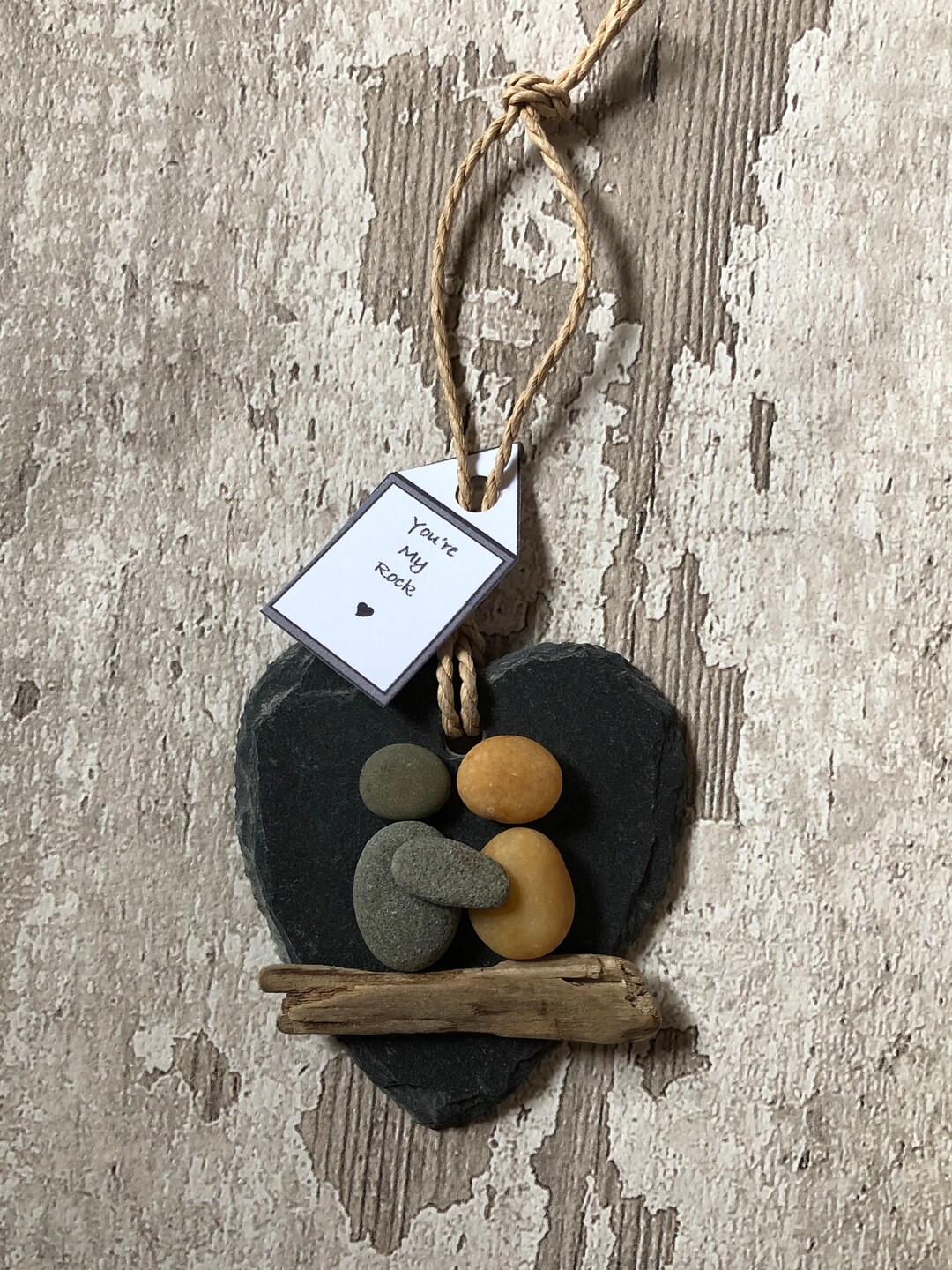 You’re My Rock- Small Slate Heart Pebble Hanging Ornament - Etsy UK