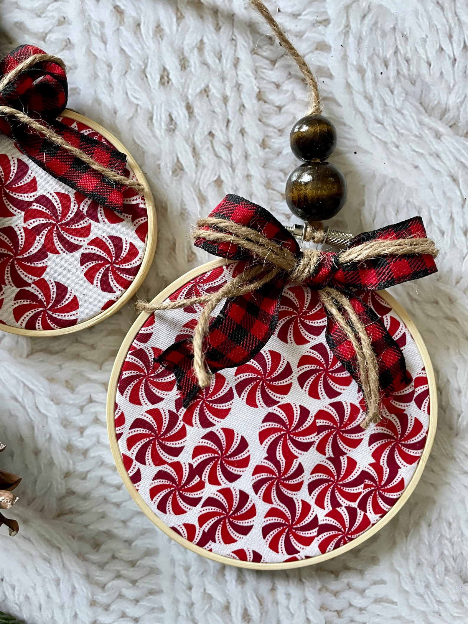 Peppermint Candy Embroidery Hoop Christmas Ornaments, Candy Cane Decor ...