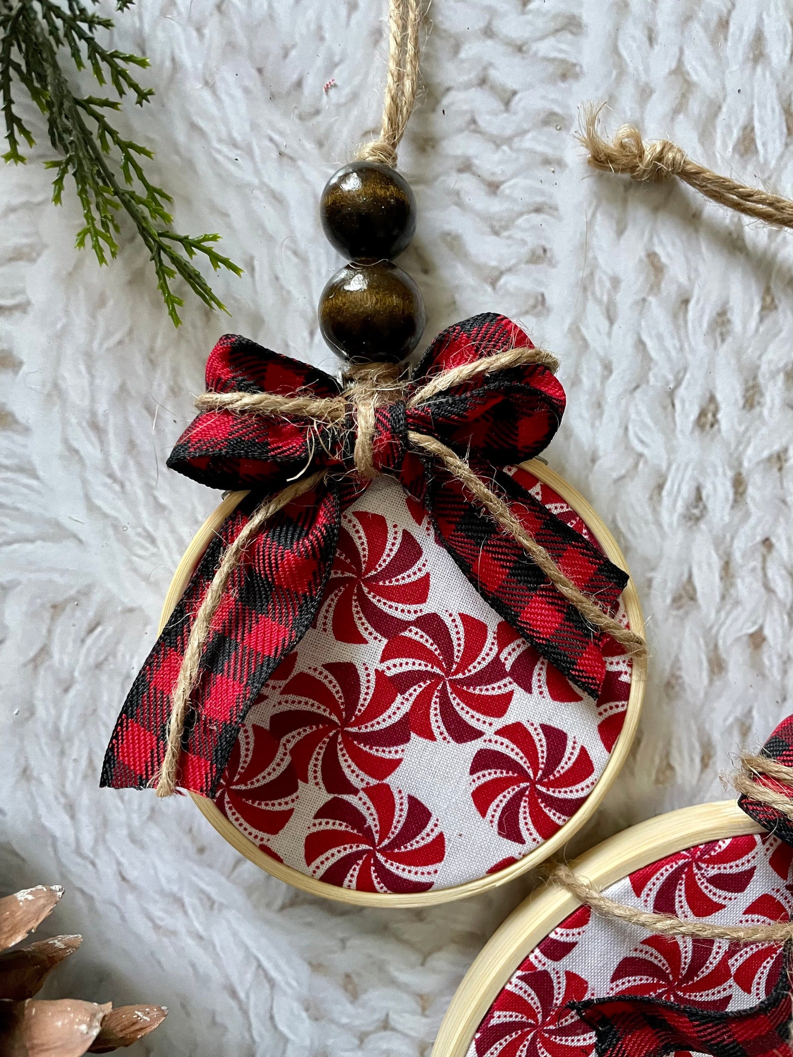 Peppermint Candy Embroidery Hoop Christmas Ornaments, Candy Cane Decor ...