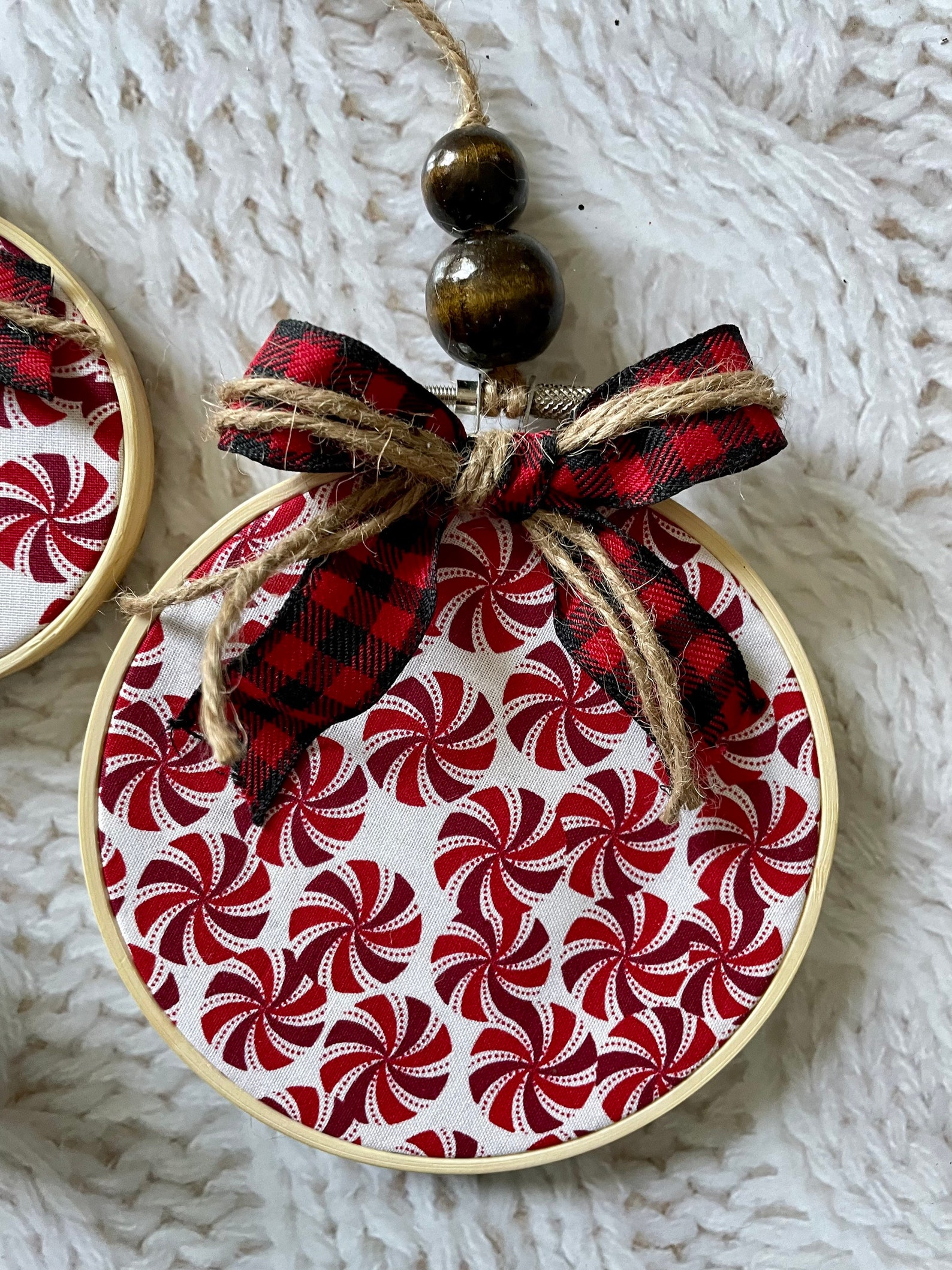 Peppermint Candy Embroidery Hoop Christmas Ornaments, Candy Cane Decor ...