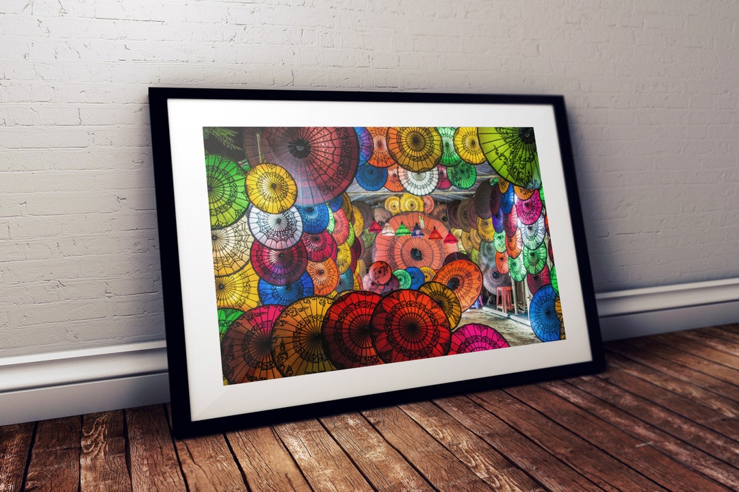 Myanmar Travel Print, Colorful Umbrellas, Burma Photography (digital ...