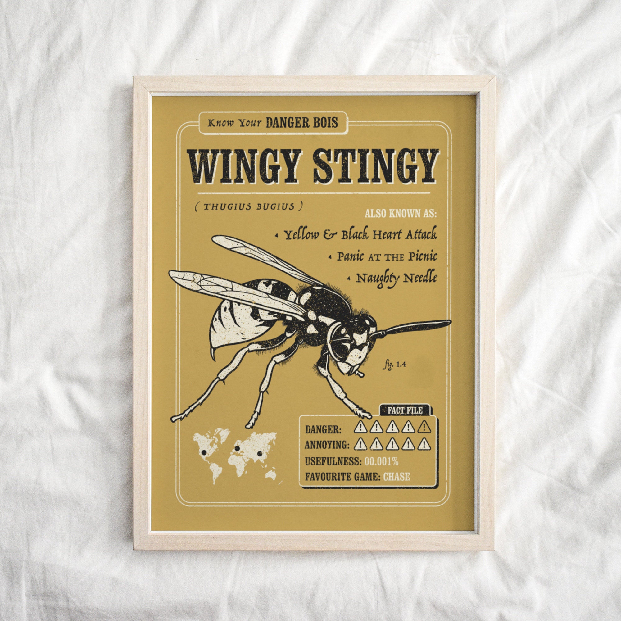 Funny Wasp Wall Art Know Your Wingy Stingy AKA Wasp Poster Funny Hornet ...