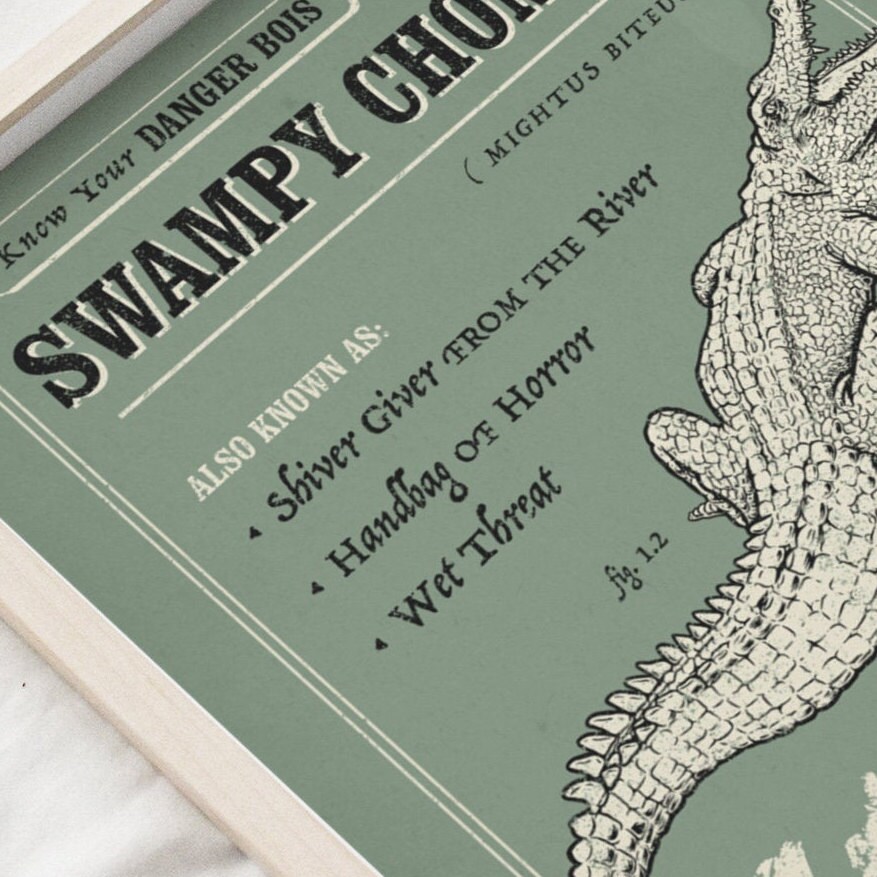 Funny Crocodile Poster - Swampy Chompy Animal Anatomy Art - Etsy