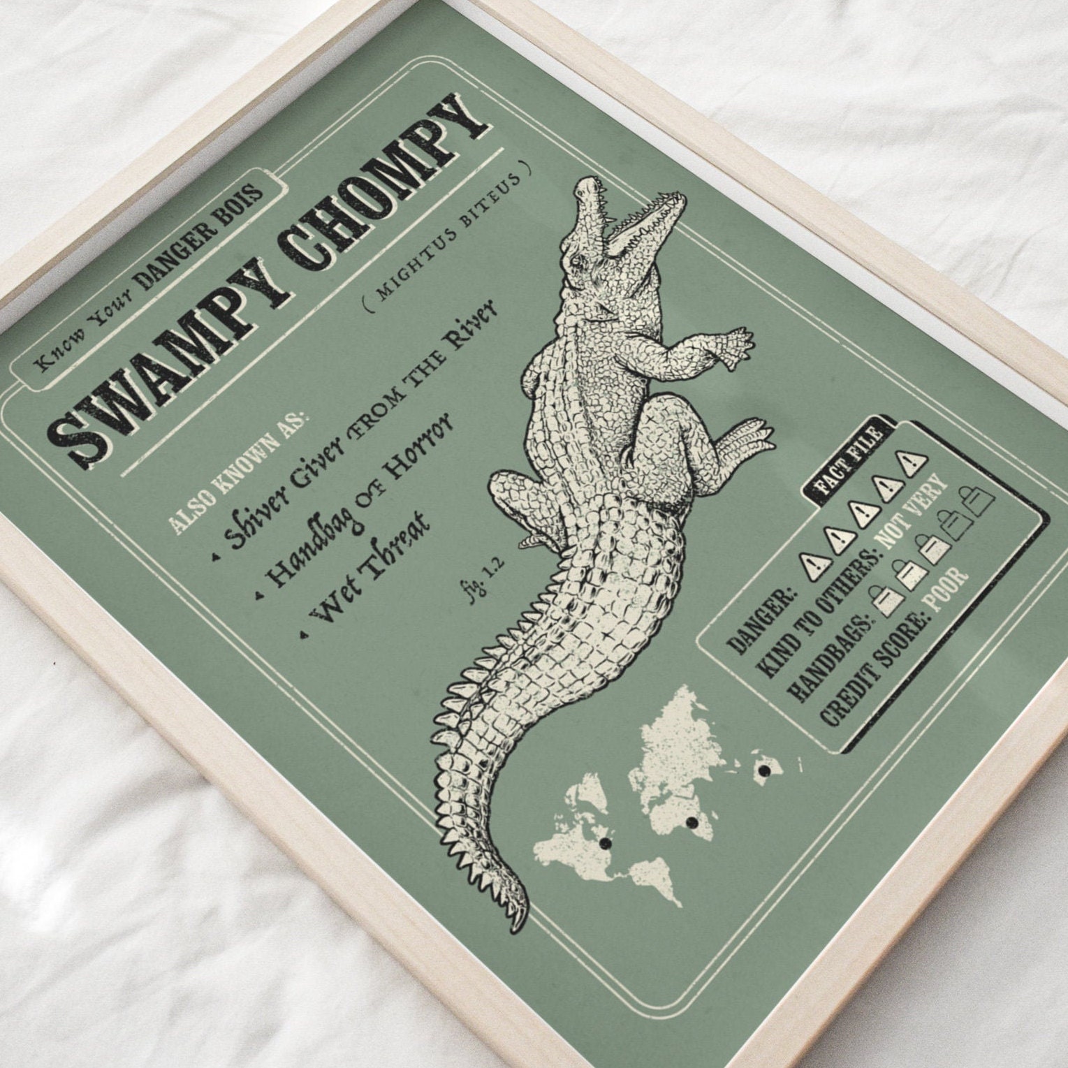 Funny Crocodile Poster - Swampy Chompy Animal Anatomy Art - Etsy