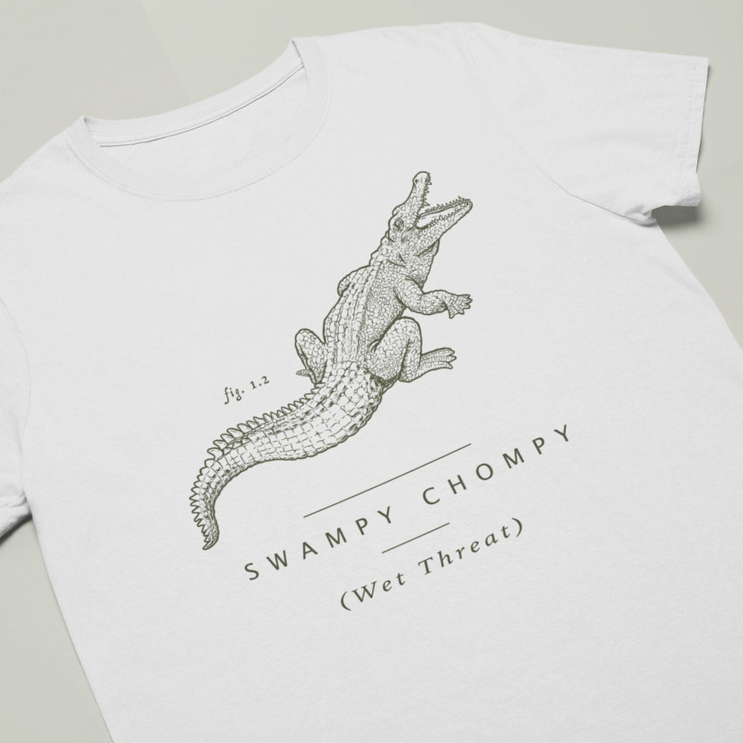 Funny Crocodile T-shirt Swampy Chompy Amenaza Húmeda, Meme de Cocodrilo ...