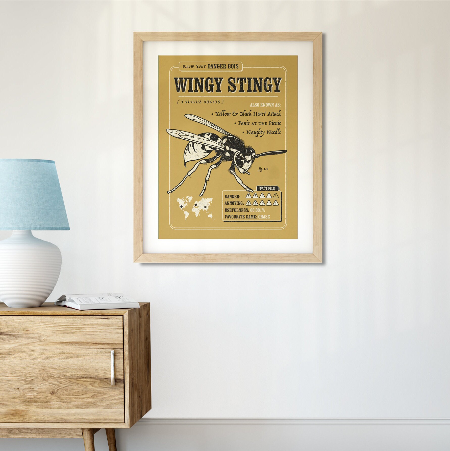 Funny Wasp Wall Art Know Your Wingy Stingy AKA Wasp Poster Funny Hornet ...
