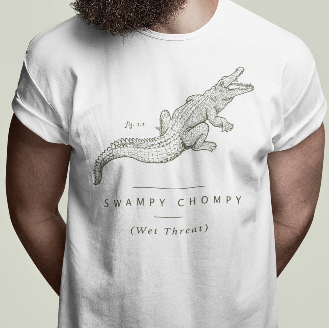 Funny Crocodile T-shirt Swampy Chompy Amenaza Húmeda, Meme de Cocodrilo ...