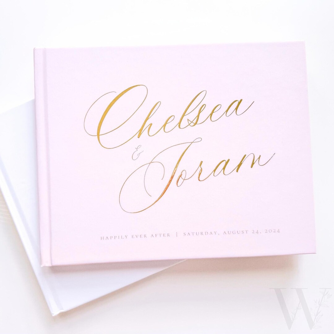 Wedding Guest Book Hardcover, Custom Gold Foil Guestbook, Wedding Guest ...