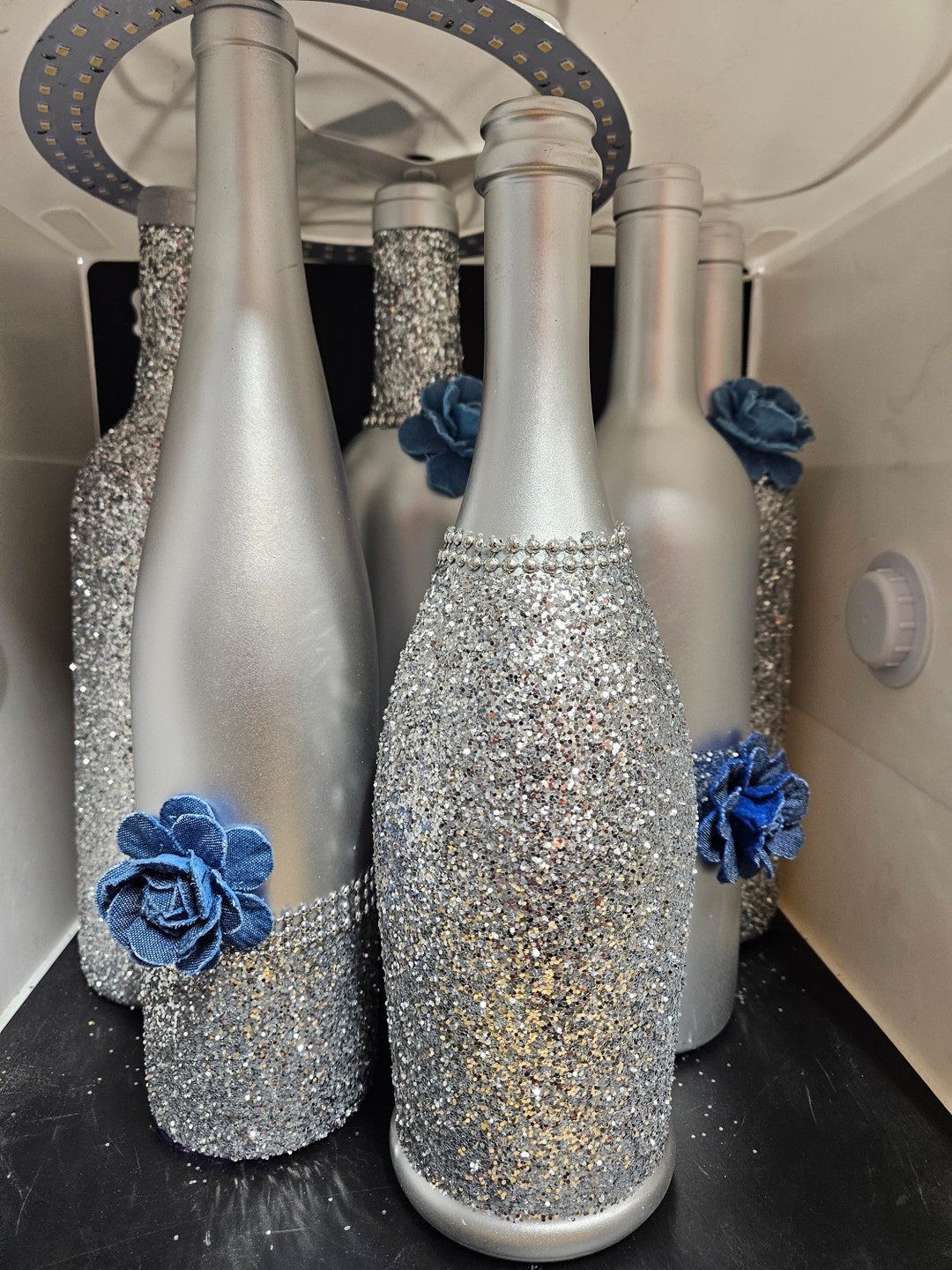 Chrome Denim Bling Bottles - Etsy