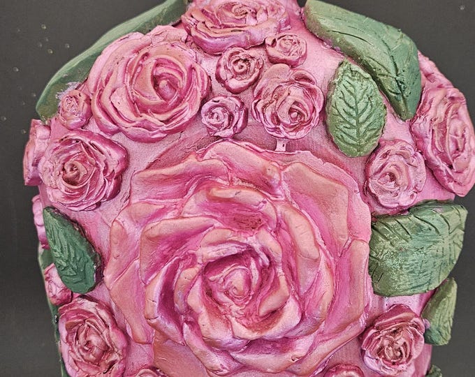 Pink Floral Crown Royal Clay Bottle - Etsy