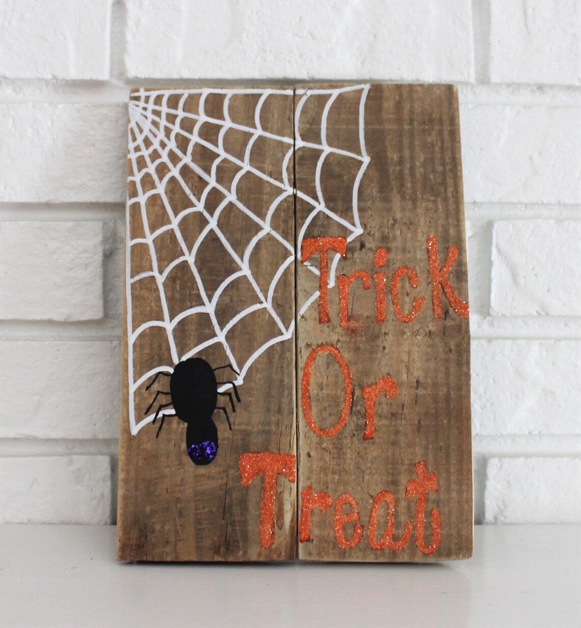 Halloween Trick or Treat Spider Web Glitter Handmade Hand - Etsy