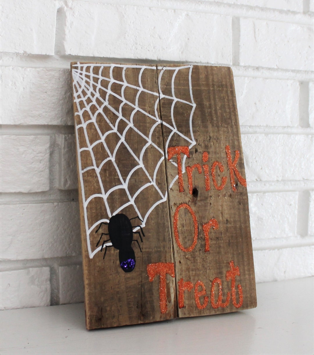 Halloween Trick or Treat Spider Web Glitter Handmade Hand - Etsy
