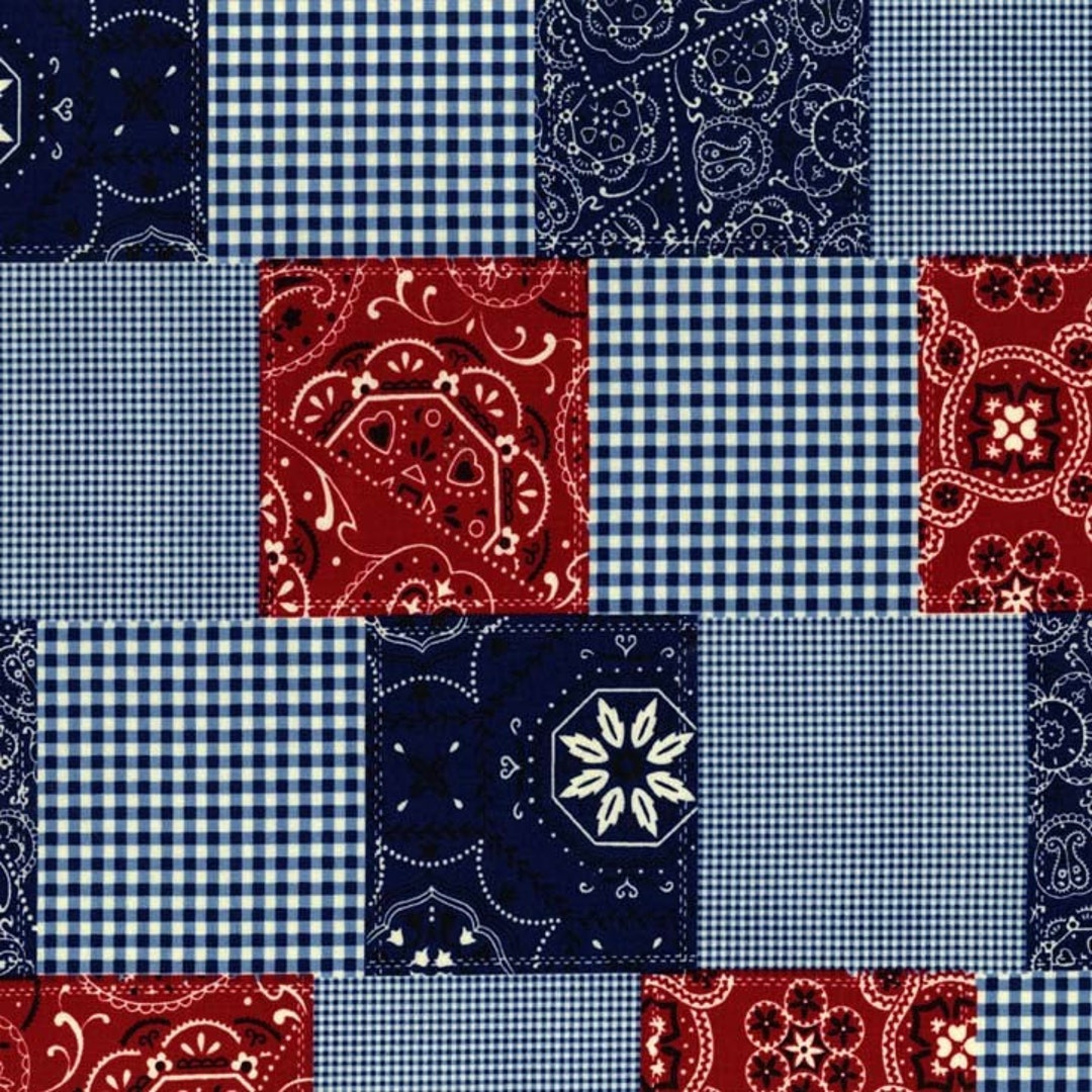 Bandana Patchwork Fabric by Michael Miller 35 End of Bolt Western Red ...