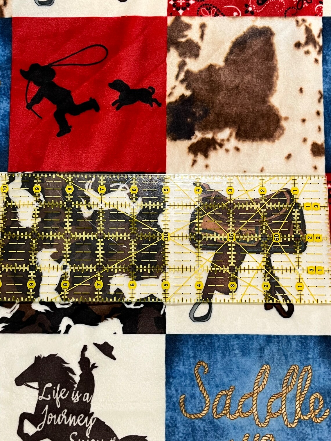 Western Cowboy Saddle up Digital Cuddle in Natural Minky - Etsy