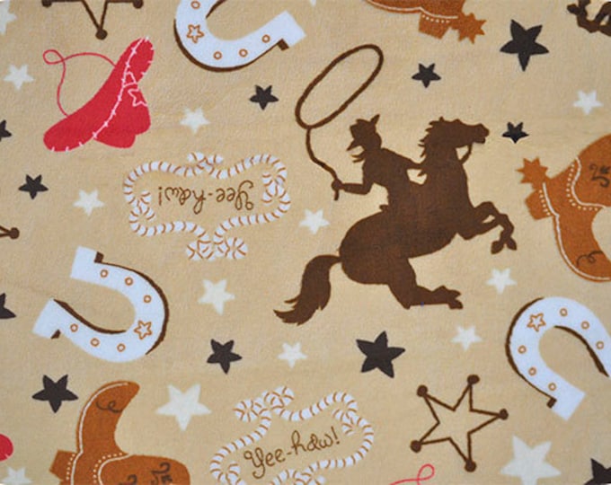 My Lil' Buckaroo Horsin Around Camel Cuddle Minky Fabric by Shannon ...