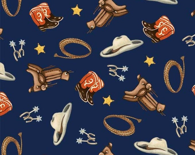 Country Rodeo Way Out West in Navy Fabric by Michael Miller Western Red ...
