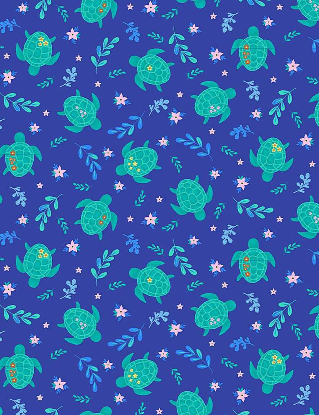 Sea Turtles in Royal Blue Cotton Fabric by Timeless Treasures Fabrics ...