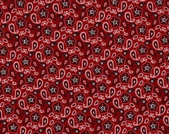 Red Horseshoe Cotton Fabric by Michael Miller Western Cream Cowboy Boy ...