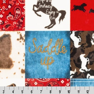 Western, Cowboy Saddle up Digital Cuddle in Natural Minky Fabric by ...