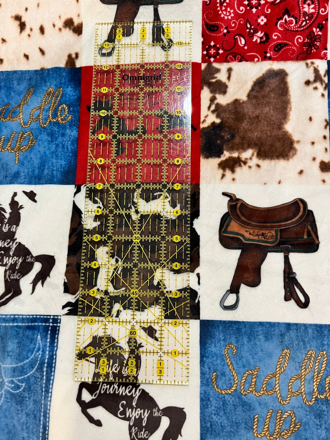 Western Cowboy Saddle up Digital Cuddle in Natural Minky - Etsy